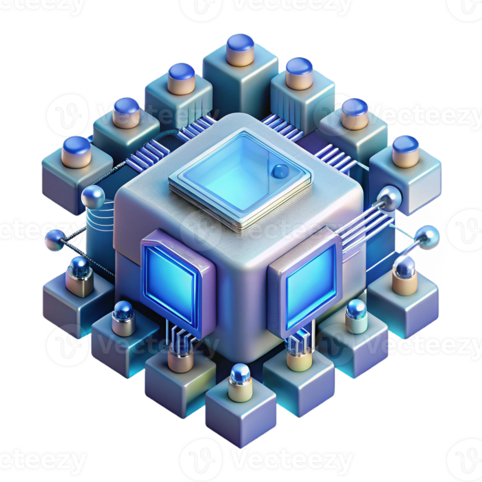 magnífico contemporáneo un cuántico computadora Procesando vasto cantidades de datos, complejo ...