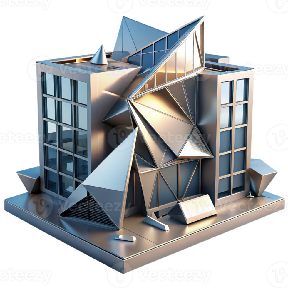 Impressive Rustic Deconstructivist Office Building Fragmented Shapes Sharp Angles Metallic