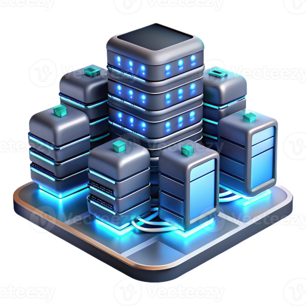 Elegant Minimalist A Futuristic Server Room With Rows Of Glowing Servers And Complex Cabling