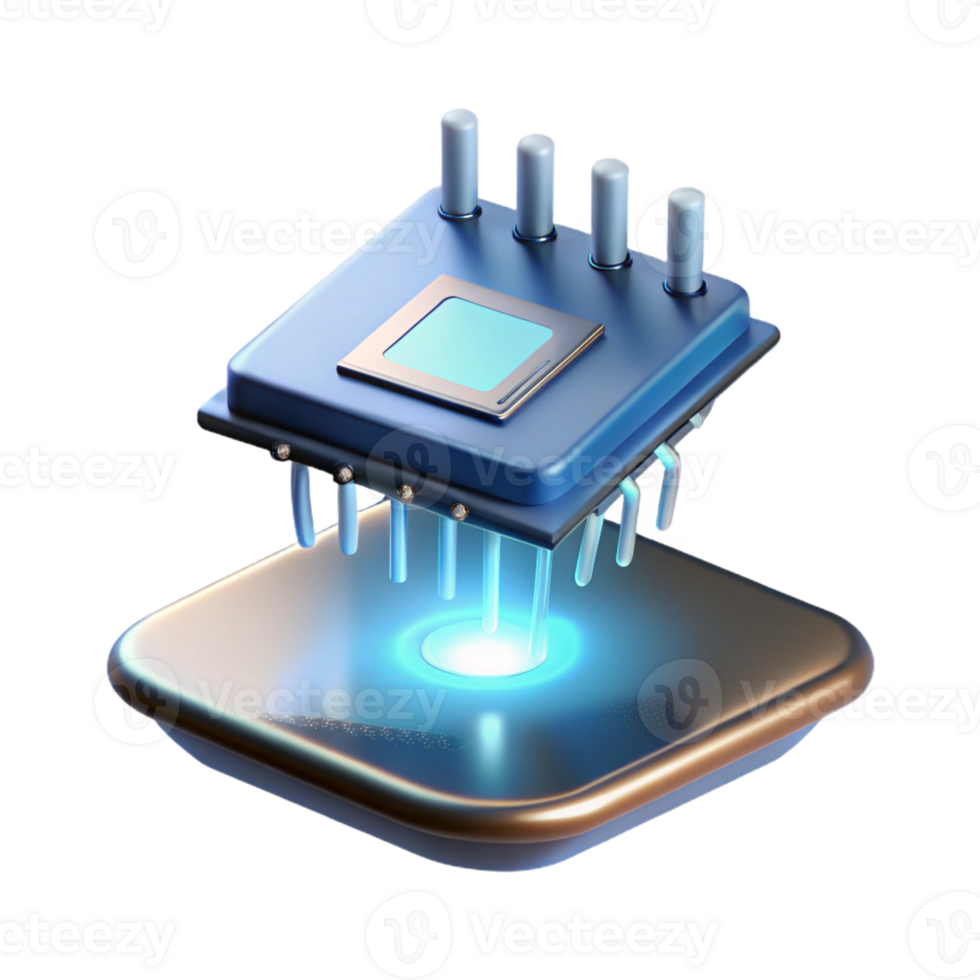 Elegant Traditional A Single Glowing Microchip Intricate Circuitry