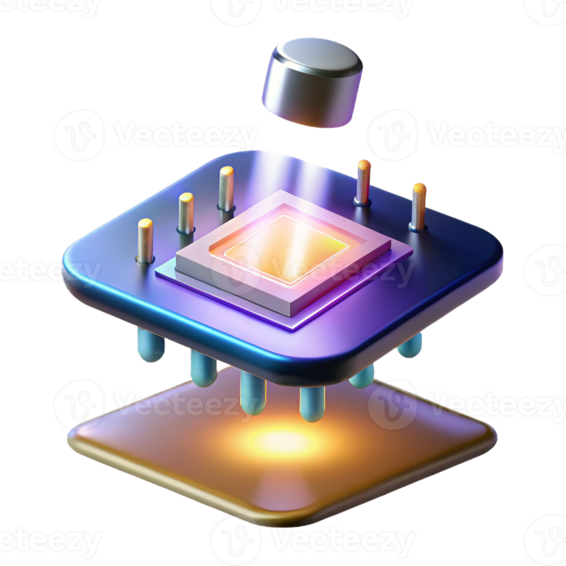 Elegant Contemporary A Single Glowing Microchip Intricate Circuitry