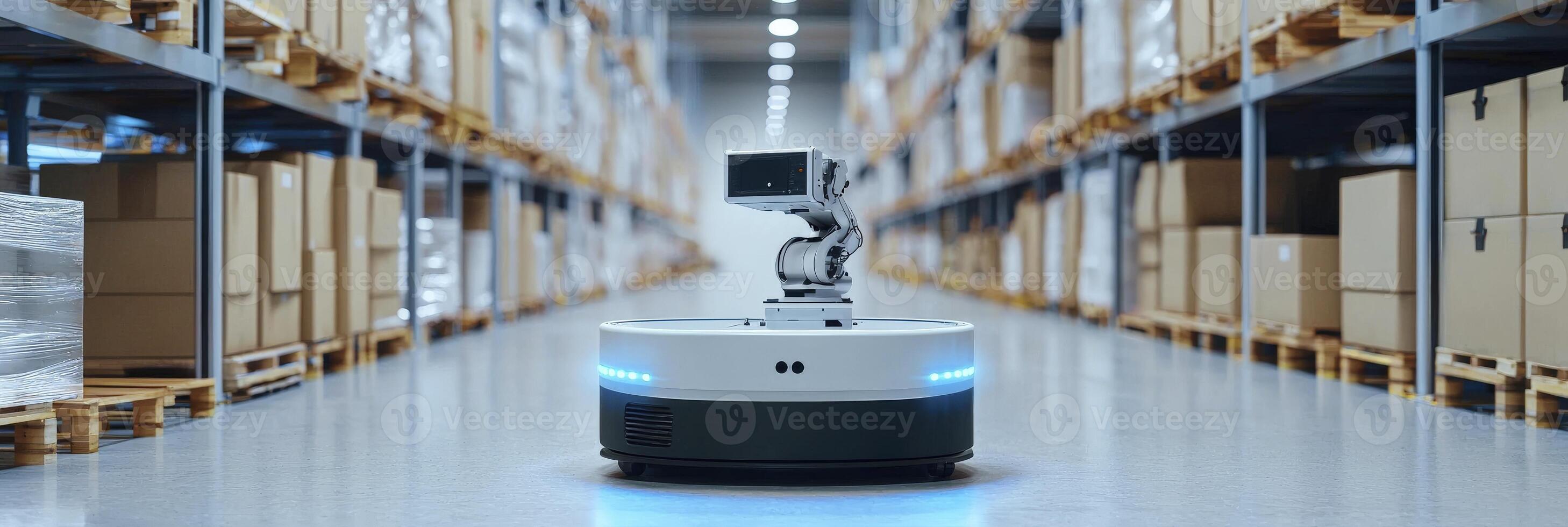 Advanced Autonomous Robot in High-Tech Warehouse 58191576 Stock Photo at Vecteezy
