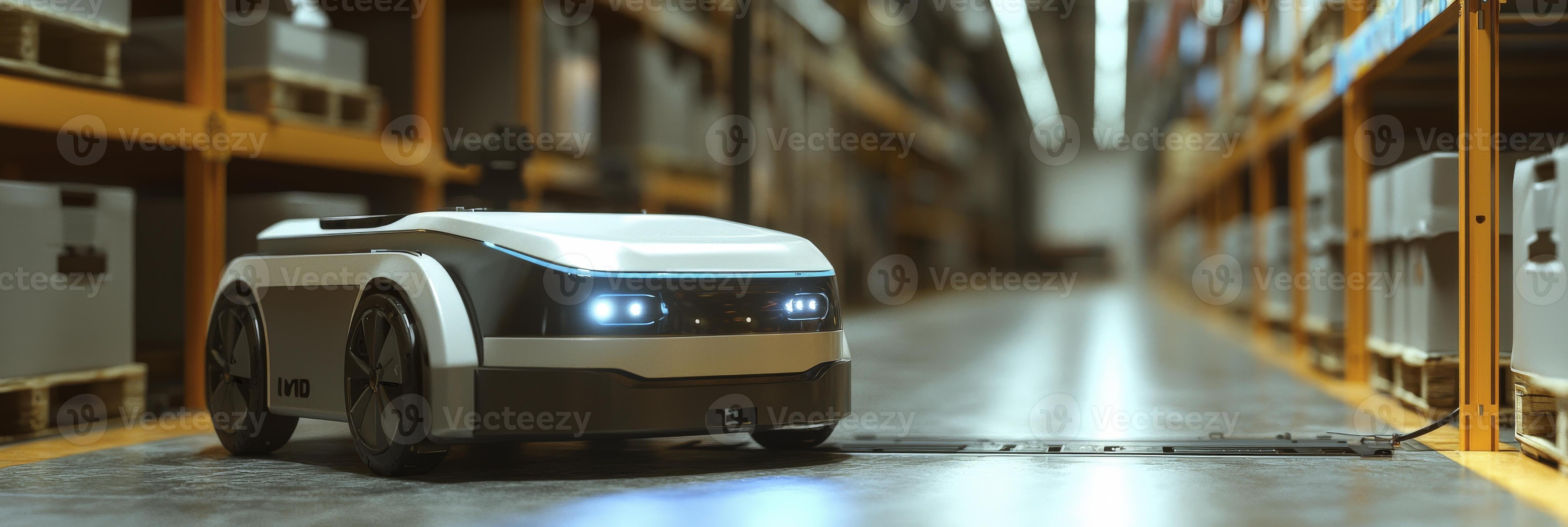 Autonomous robot navigating a modern warehouse floor 58191588 Stock Photo at Vecteezy