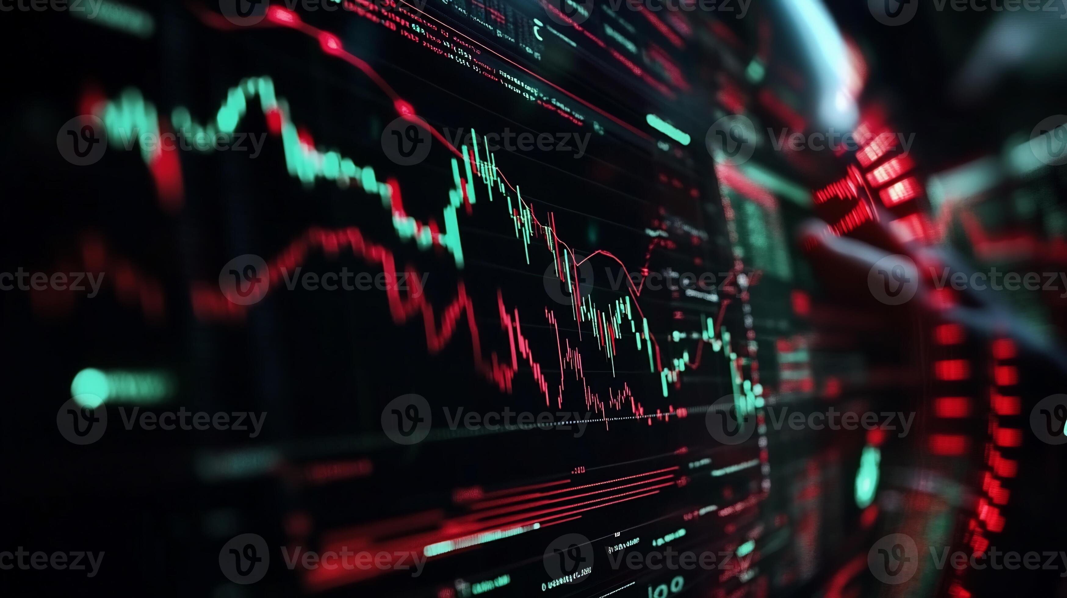 Dynamic Financial Market Data Displayed On A Screen Fluctuating Graphs
