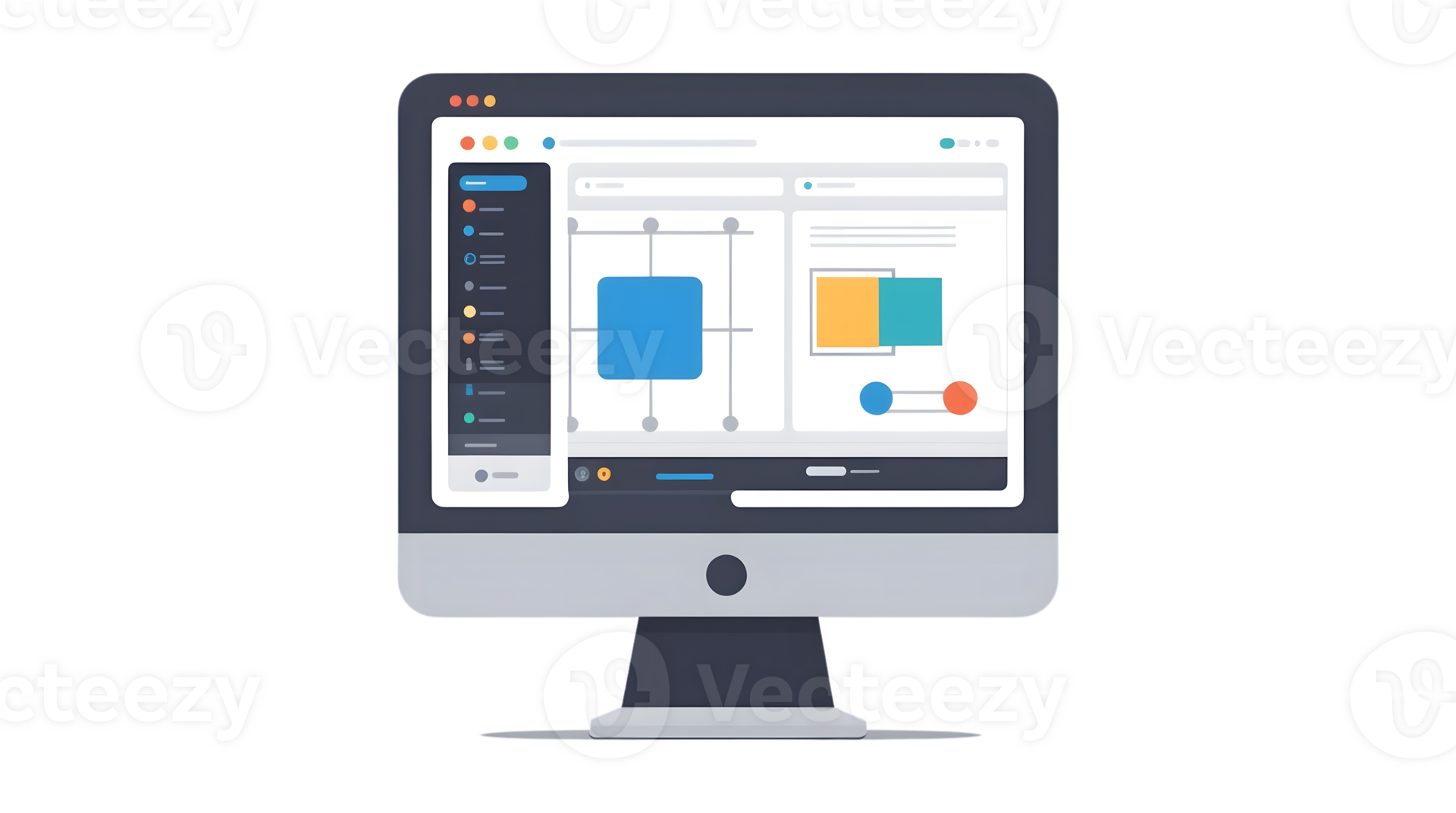 Desktop Computer Displaying User Interface Design Software with Colorful Elements and Tools ...