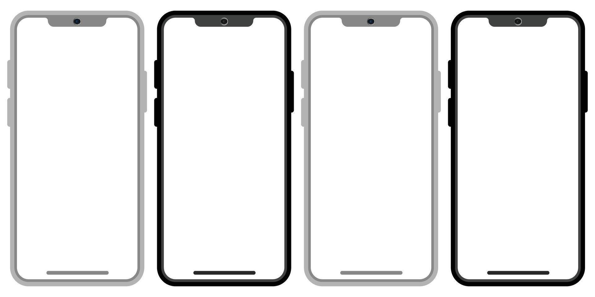 Modern smartphone devices mockup template set Black gray frame mobile ...