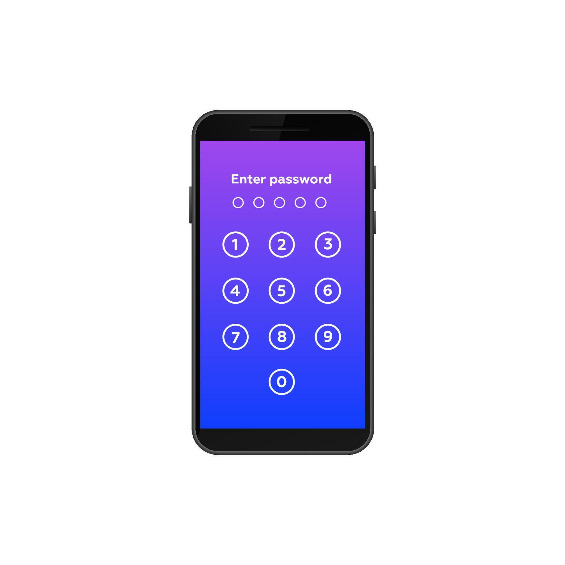 Smartphone security interface with numeric password entry padlock screen display 58219691 Vector ...