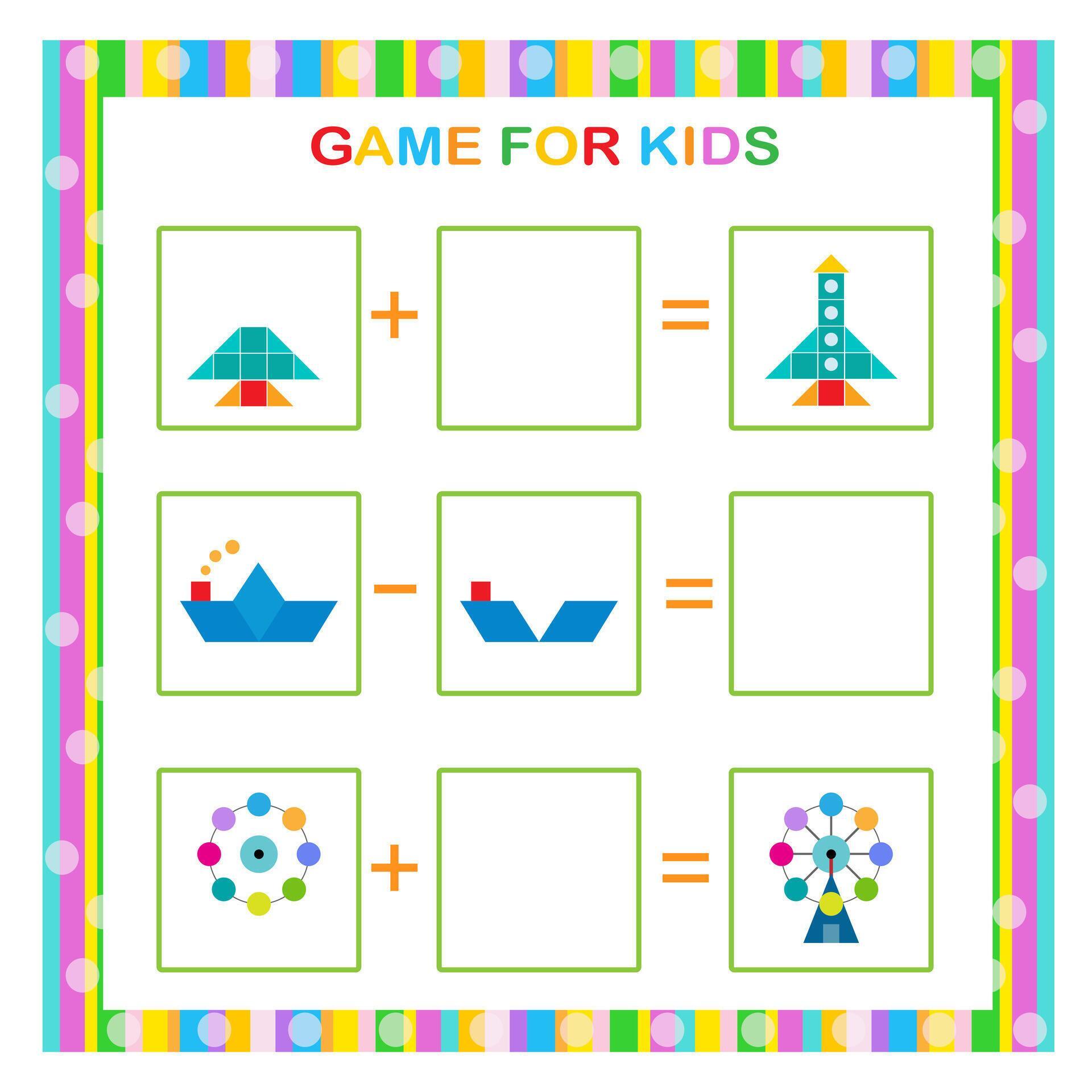 Educational game for kids Find and draw the missing parts 58234567 ...