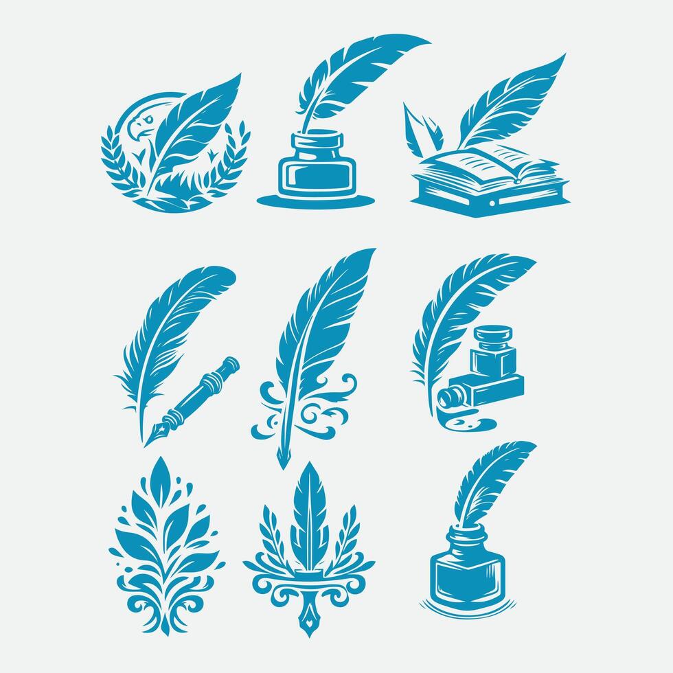 Eternal Quill And Inkwell Collection Logo 58242517 Vector Art at Vecteezy