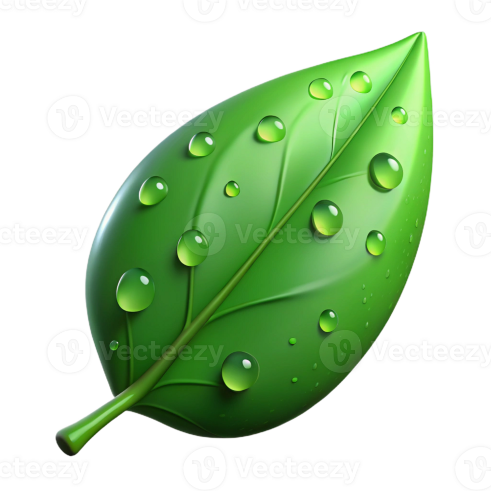 wonderful minimalist A single, perfect green leaf with water droplets, macro photography, studio ...