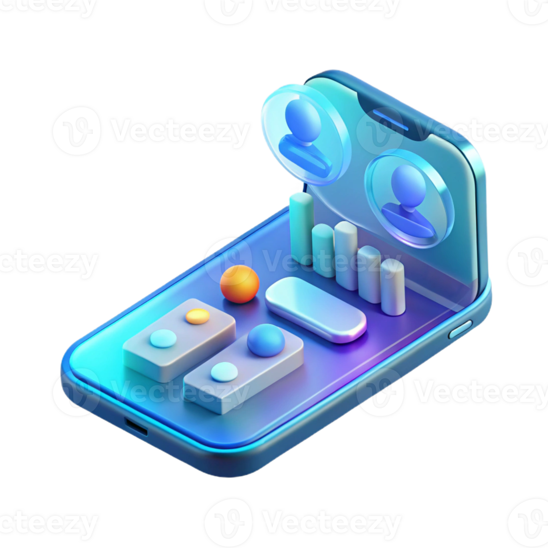 dramatic rustic A transparent smartphone displaying a holographic user ...