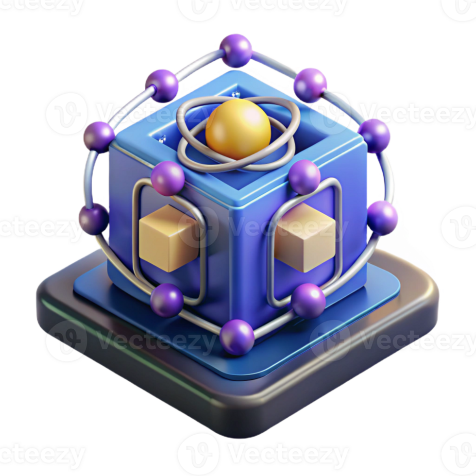 magnificent modern A quantum computer with glowing qubits, dark background, scientific ...