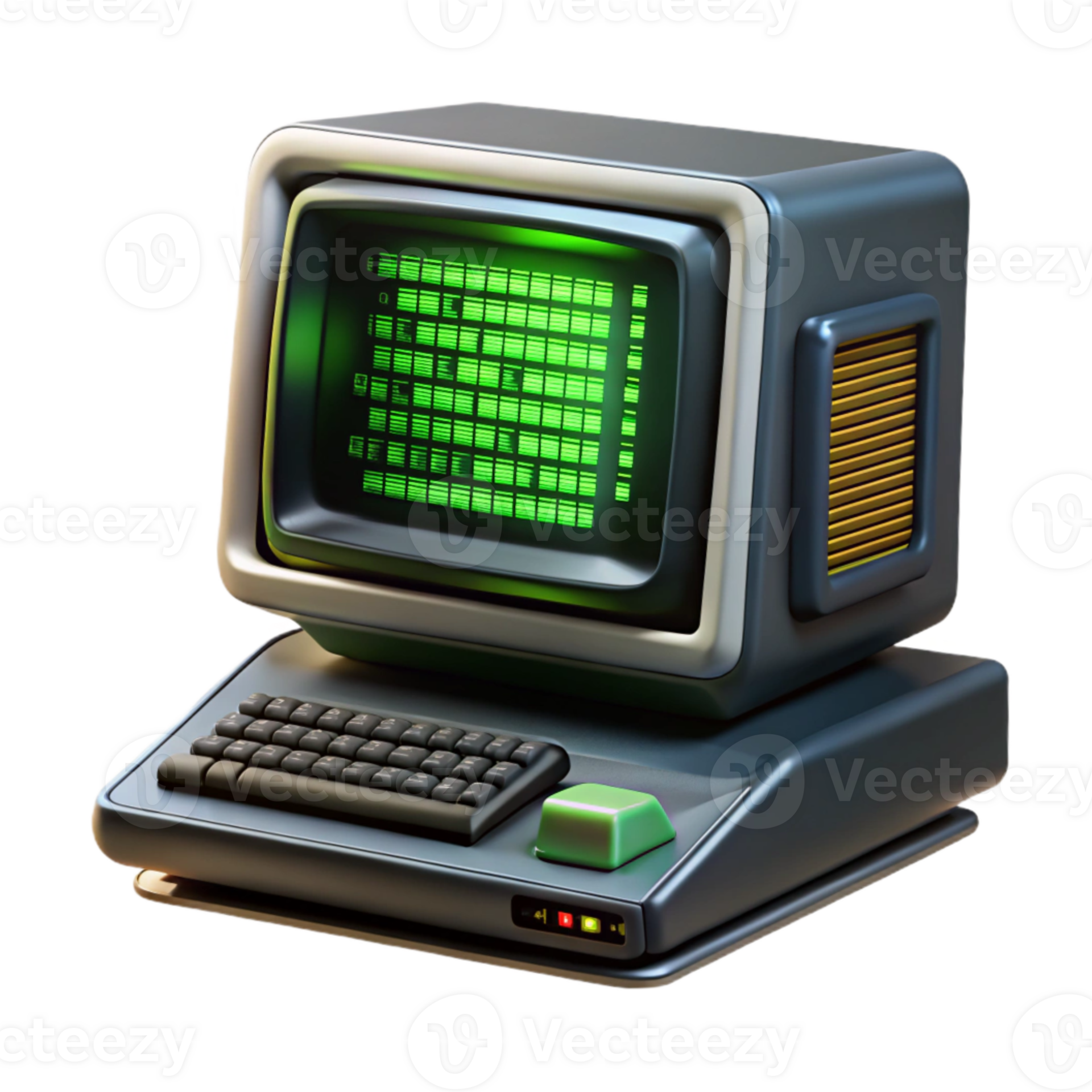 Beautiful Artistic A Vintage Computer Terminal Displaying Complex Code Flickering Green Text On