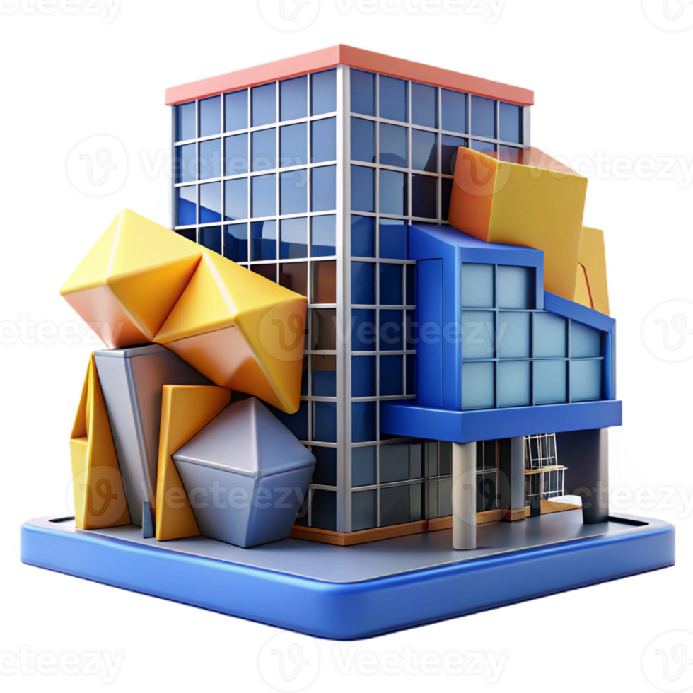 Vibrant Vintage Deconstructivist Office Building Fragmented Forms Angular Planes Dynamic