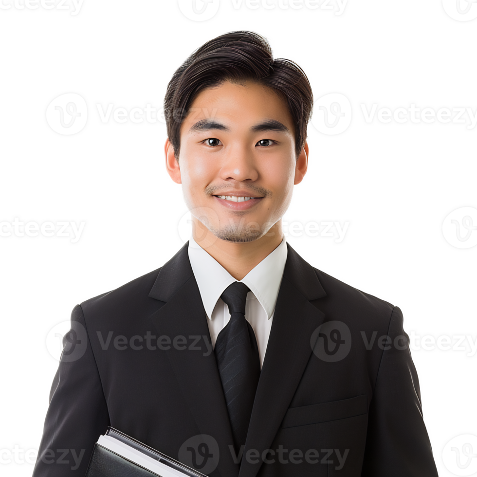 Confident Young Asian Businessman in Formal Suit and Tie Smiling at ...
