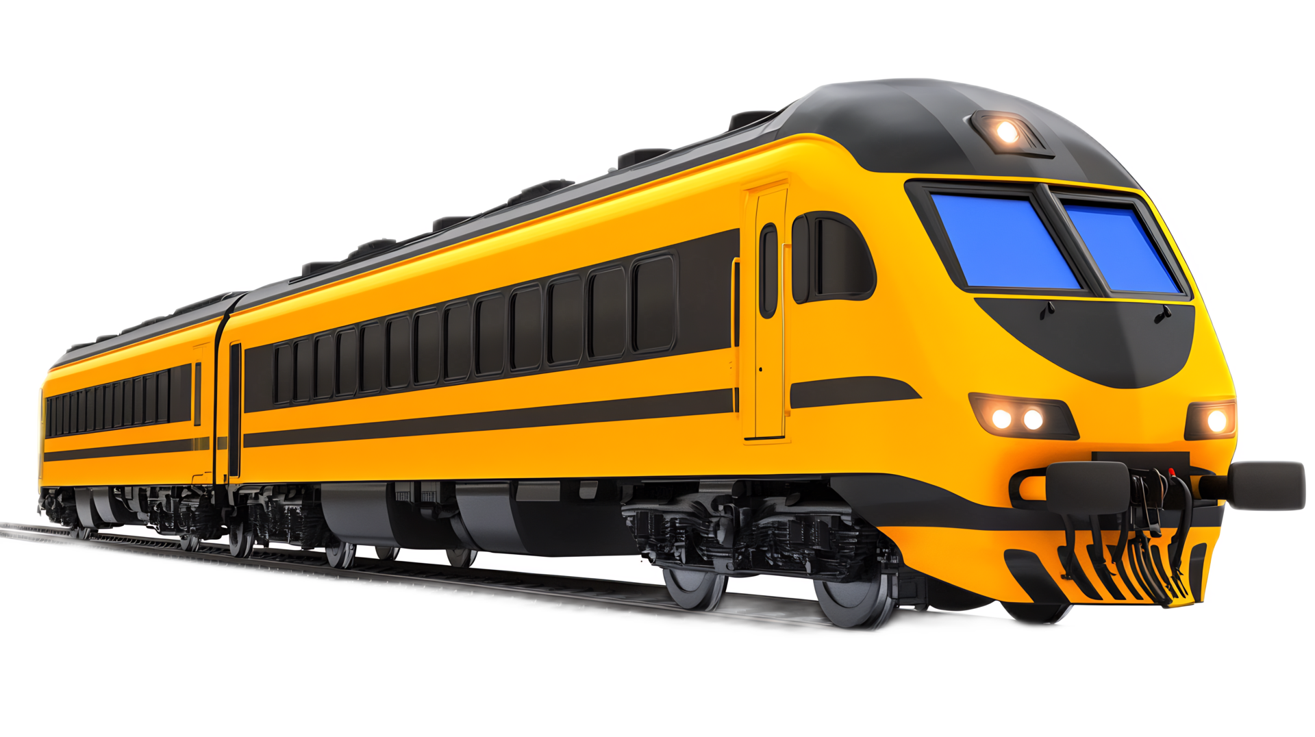Powerful Yellow Locomotive Train on Railroad Tracks 58272017 PNG