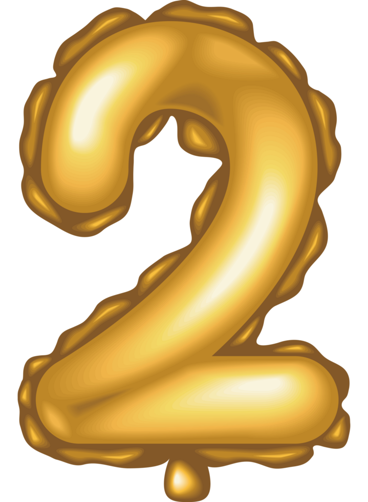 golden balloon number two 58273356 PNG
