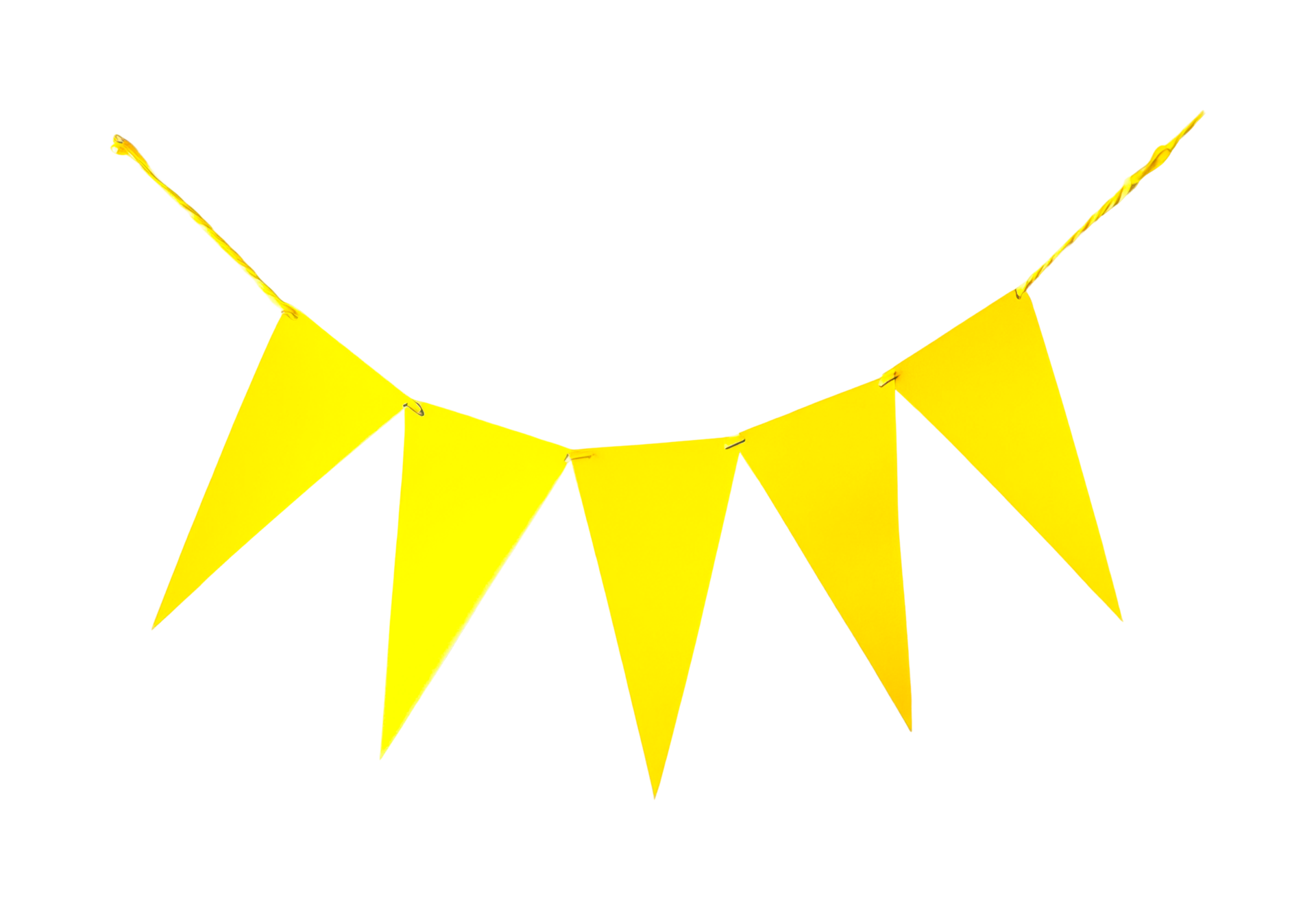 Yellow pennant banner with five triangular flags, cut out 58281266 PNG