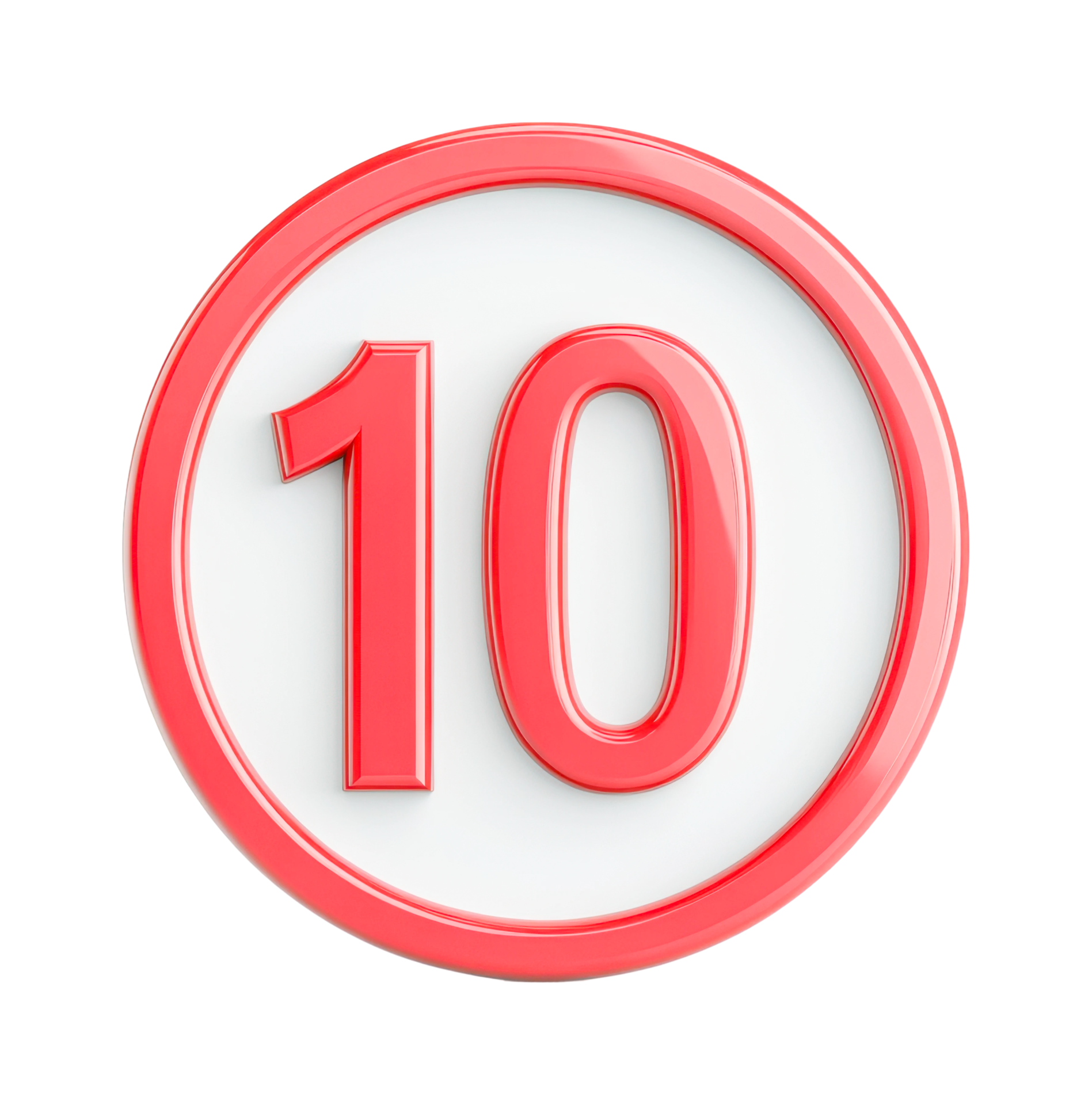 Bold red number 10 in circular design, cut out 58281510 PNG