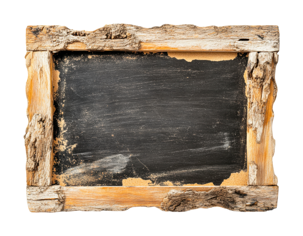 Rustic wooden-framed blackboard with weathered edges, cut out 58282092 PNG Rustic wooden-framed blackboard with weathered edges, cut out 58282092 PNG
