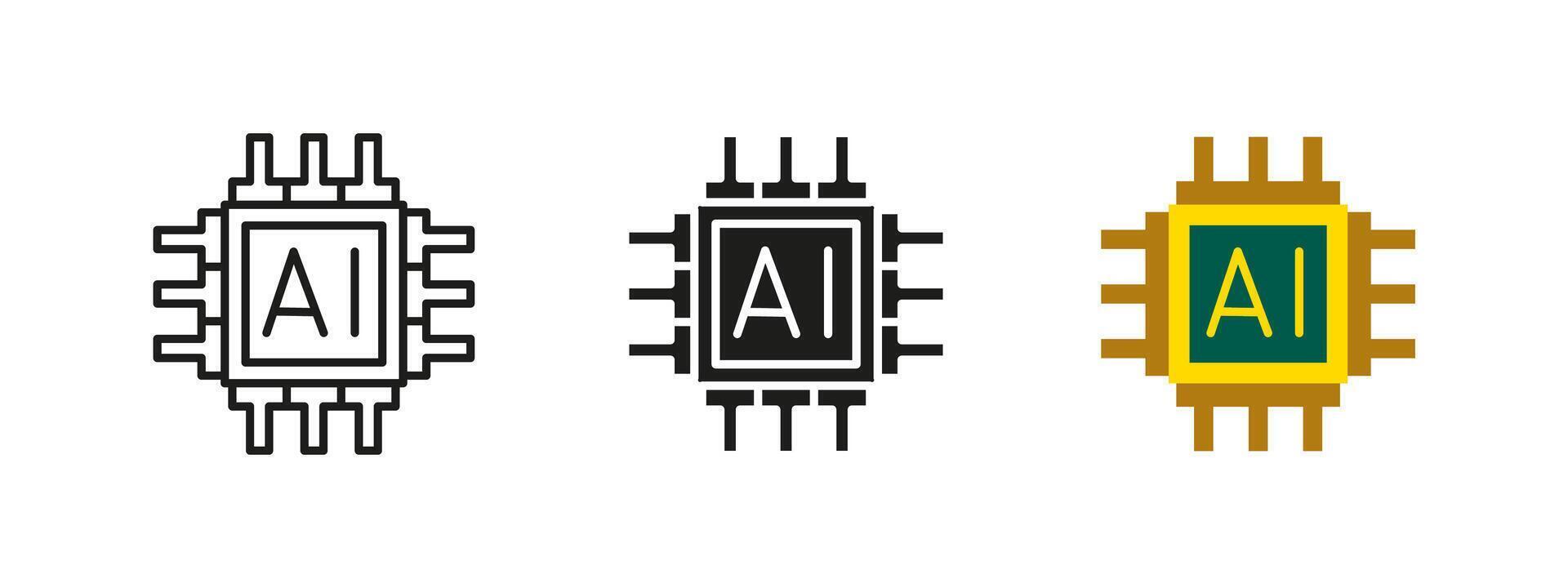 AI chip icon. Advanced artificial intelligence processor illustration ...