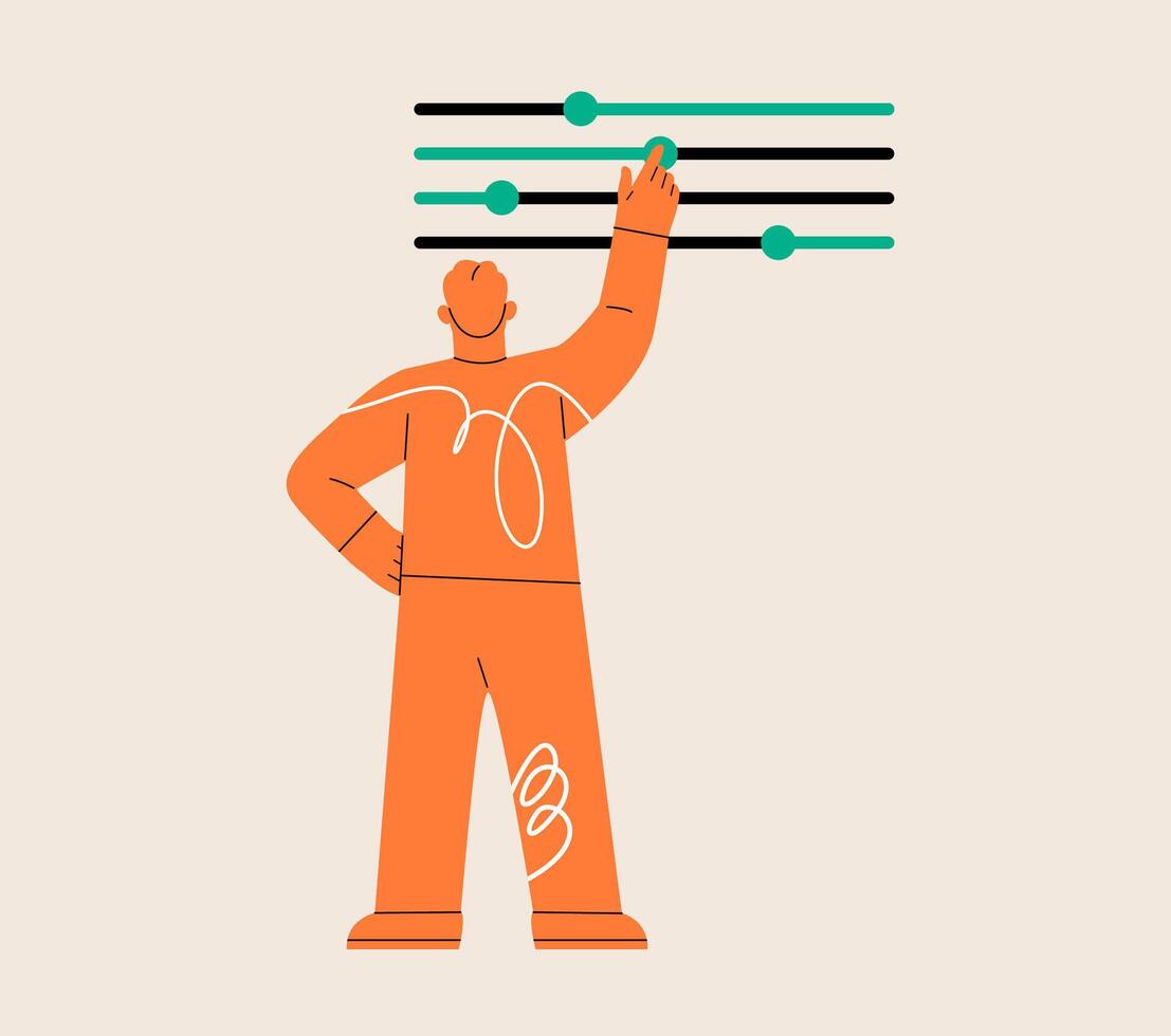 Male User Customize Settings System Adjust Control Panel Concept Of Custom Settings Colorful