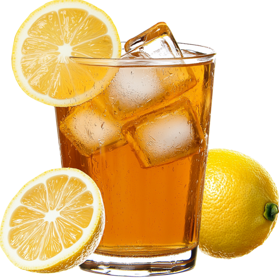 Refreshing iced tea lemon slices ice cubes 58321801 PNG