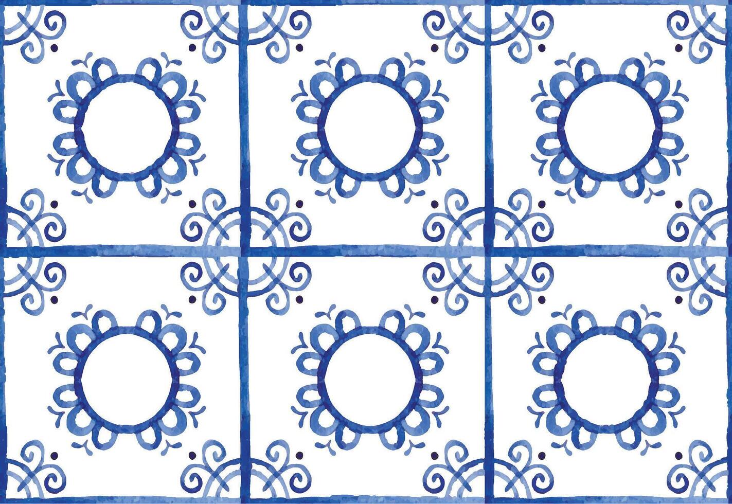 watercolor seamless pattern with tiles with blue patterns 58345204 ...