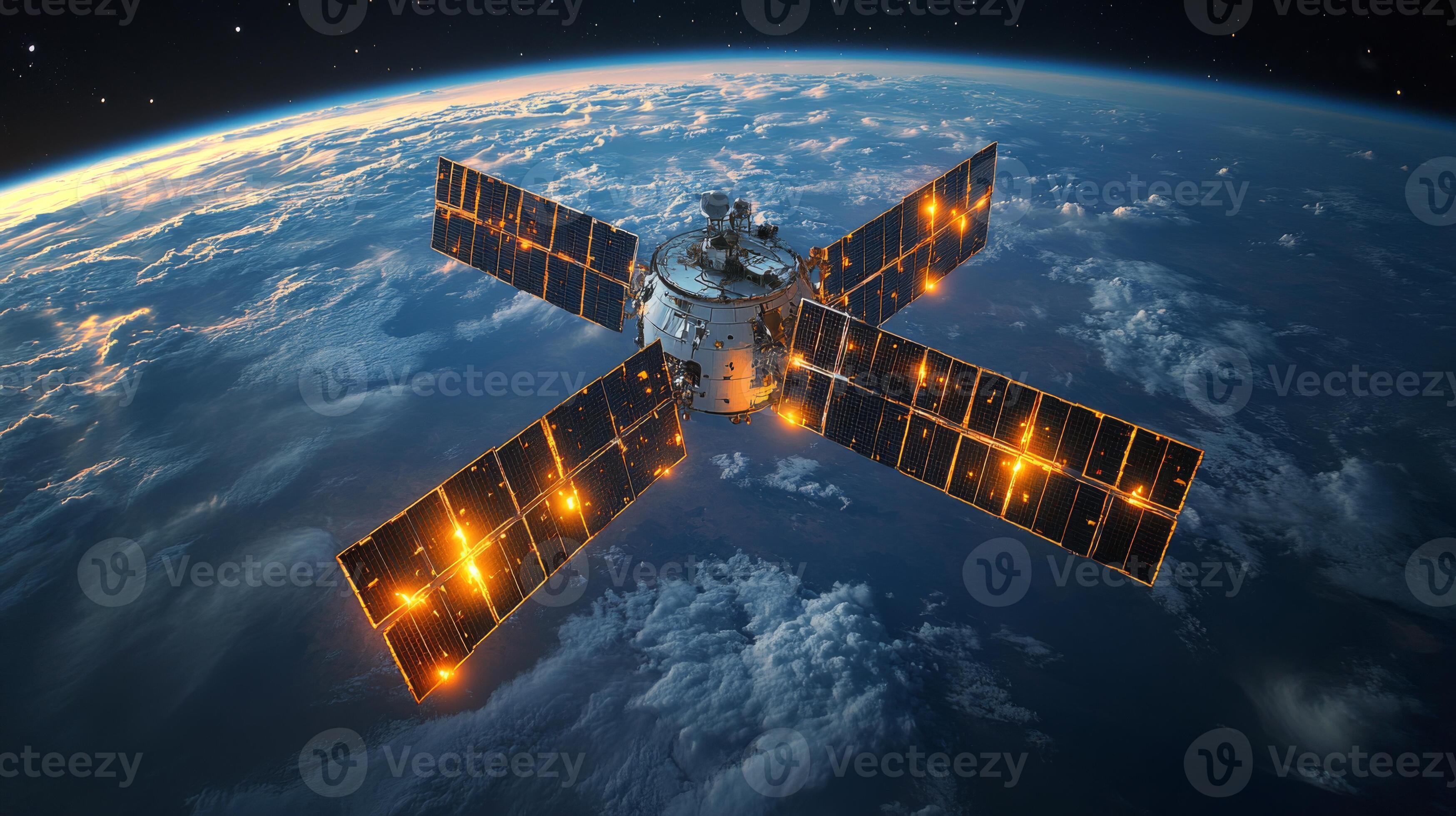 A Satellite In Low Earth Orbit Uses Solar Panels To Capture Energy While Transmitting Telemetry
