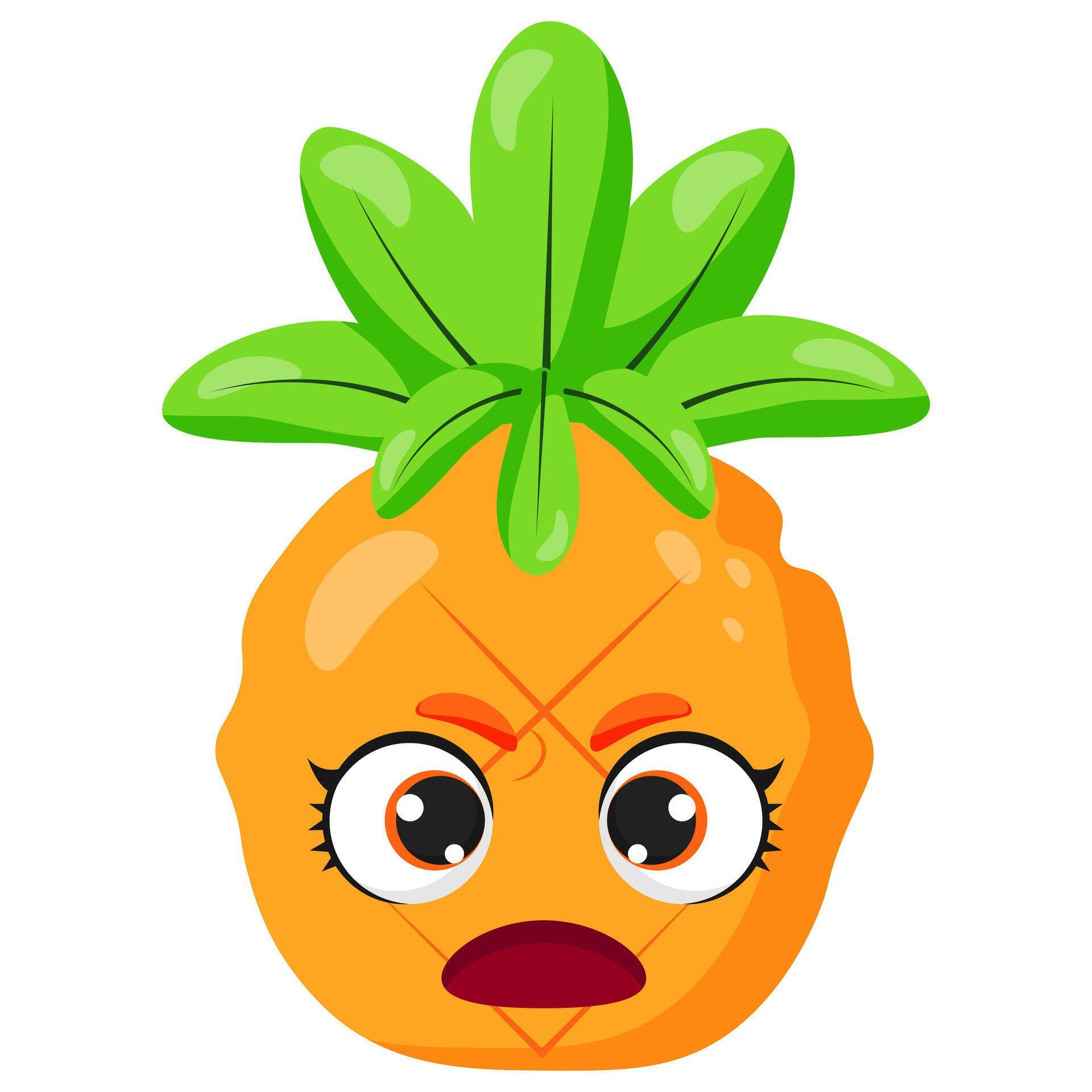 Angry pineapple character with expressive eyes and a surprised face ...