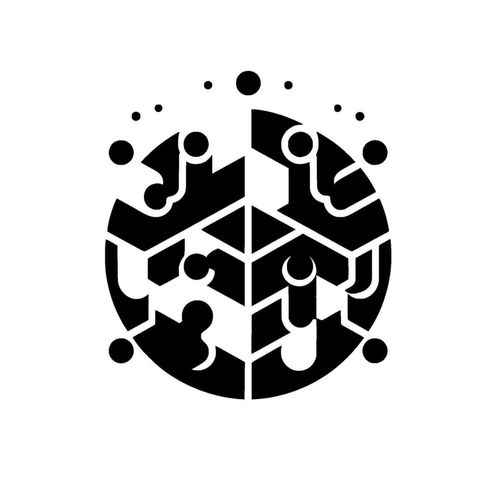 Abstract Geometric Of A Symmetrical Black And White Cellular Structure With Circular And Angular