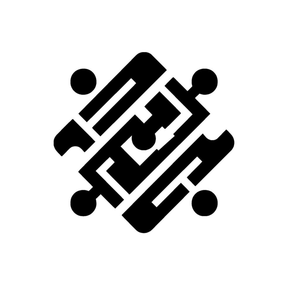 Symmetrical Abstract Of Interlocking Geometric Shapes With Dots On A