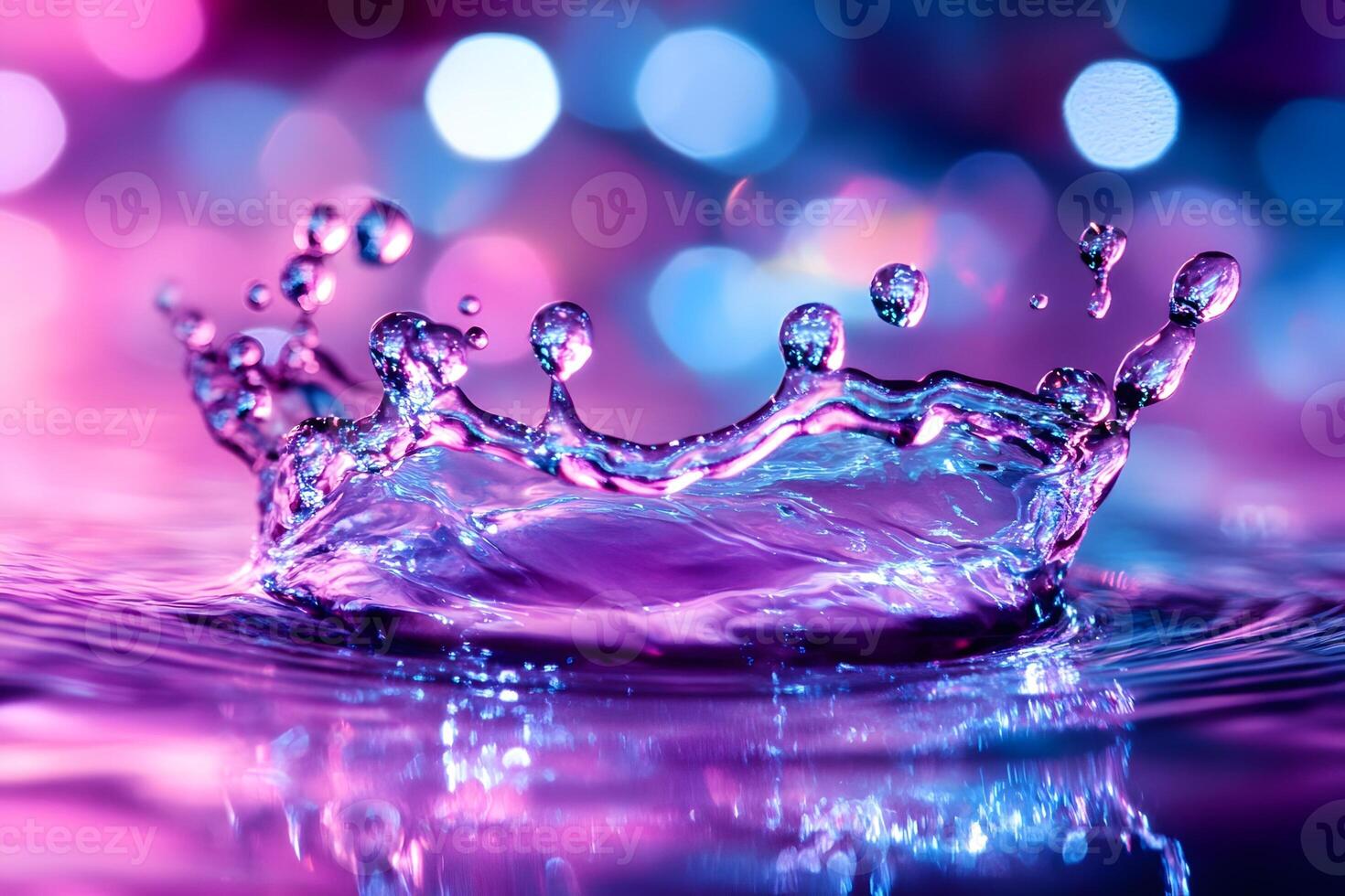 Purple water splash, night bokeh 58409137 Stock Photo at Vecteezy