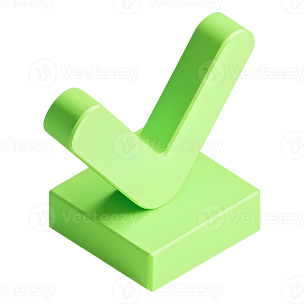 A three dimensional green checkmark symbol indicating a confirmation ... A three dimensional green checkmark symbol indicating a confirmation ...