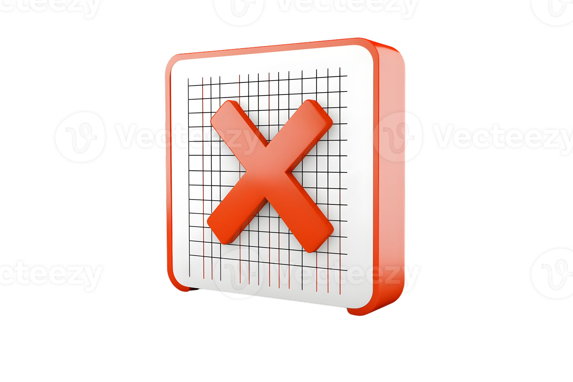 Error Icon with Red X on Grid Background Warning Alert and Notification Symbol for Digital I ...