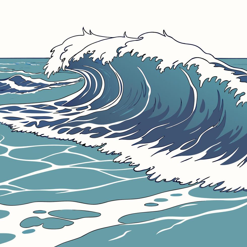 Ocean Wave Illustration Teal, Whitecap. 58490288 Vector Art at Vecteezy