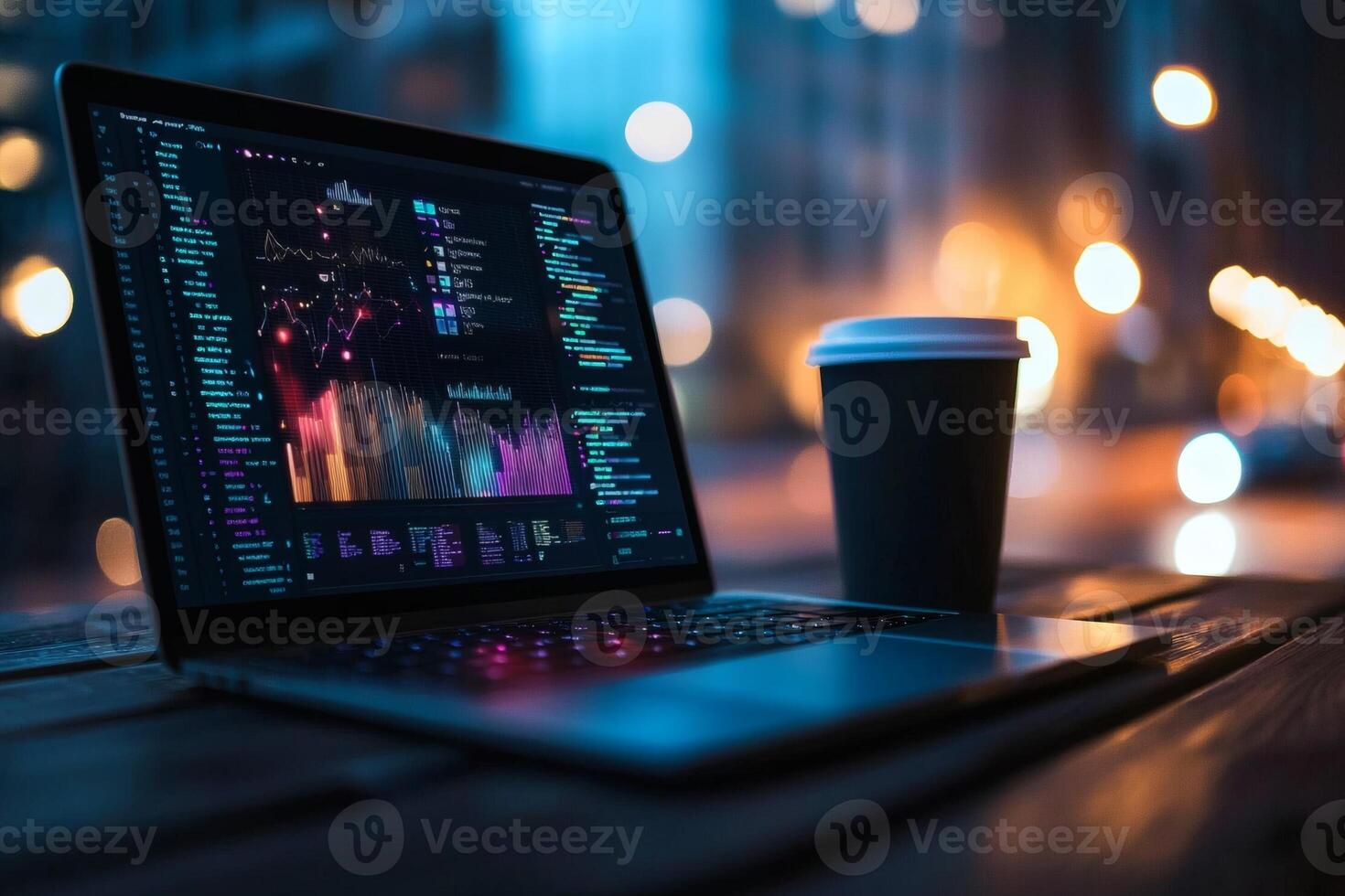 Night coding with coffee and AI charts 58554946 Stock Photo at Vecteezy