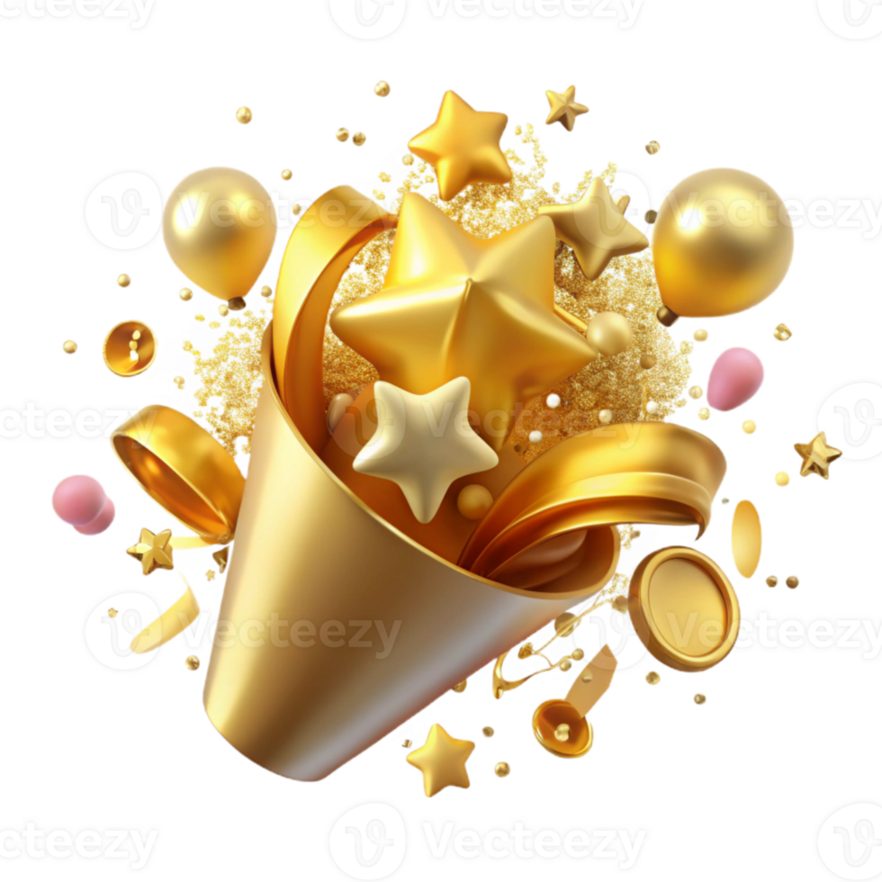 vibrant creative Golden Confetti Burst Anniversary Celebration Transparent genuine 58605846 PNG