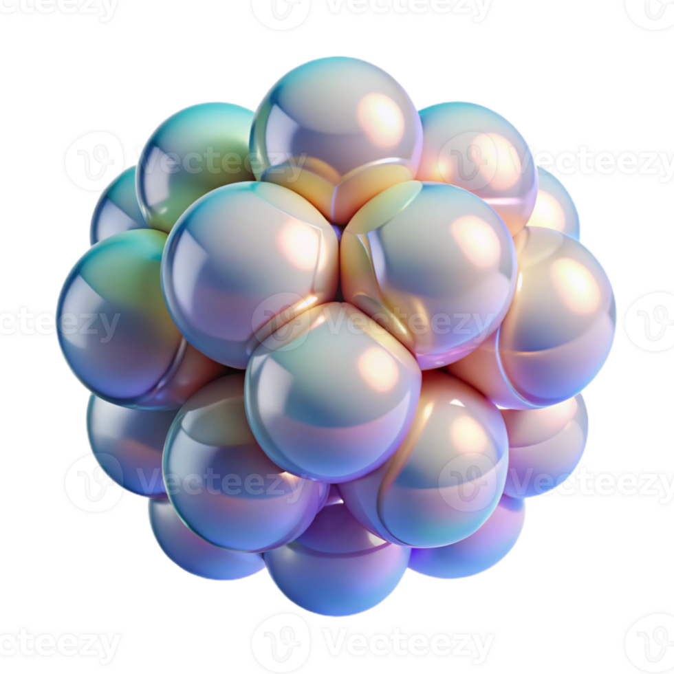 Beautiful Abstract A Cluster Of Translucent Iridescent Spheres Intersecting And Overlapping