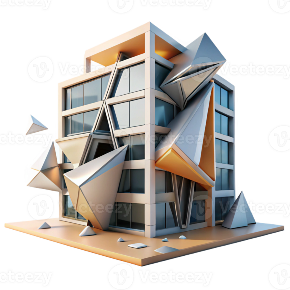 Beautiful Minimalist Deconstructivist Office Building Fragmented Shapes Angular Forms