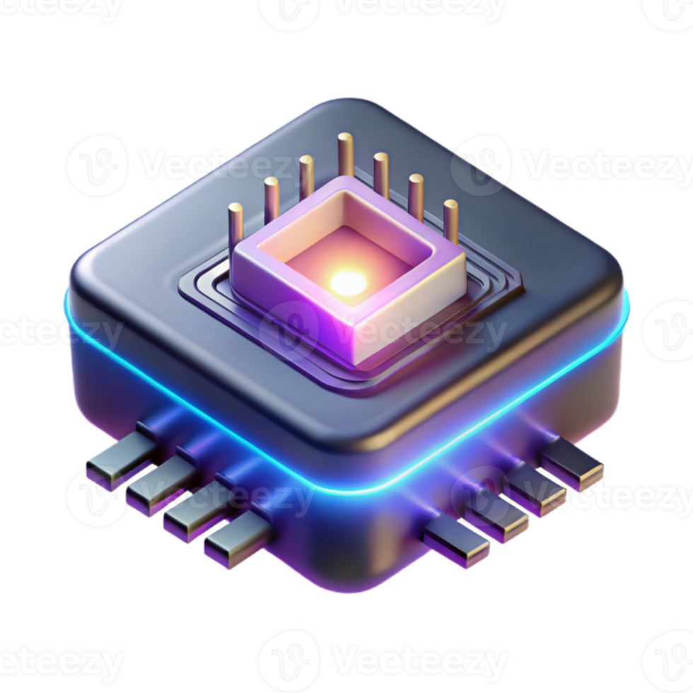 Impressive Contemporary A Single Glowing Microchip With Intricate Circuitry Visible Floating