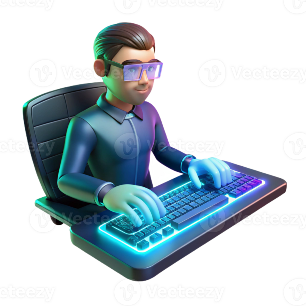 Serene Contemporary A Programmer Coding On A Futuristic Holographic