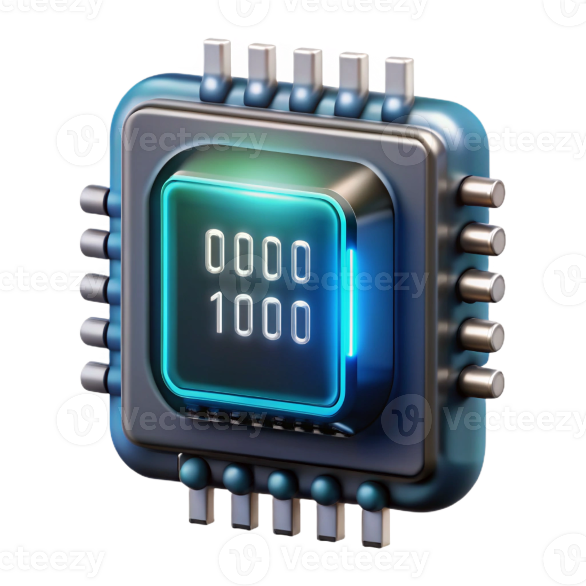 Vibrant Modern A Single Microchip Displaying Complex Binary Code