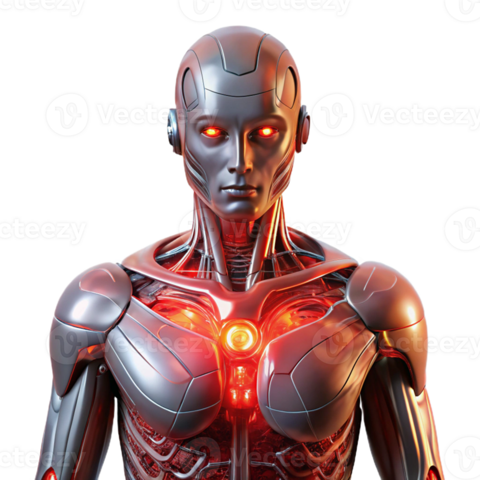 serene creative A humanoid robot with translucent skin revealing complex internal circuitry ...