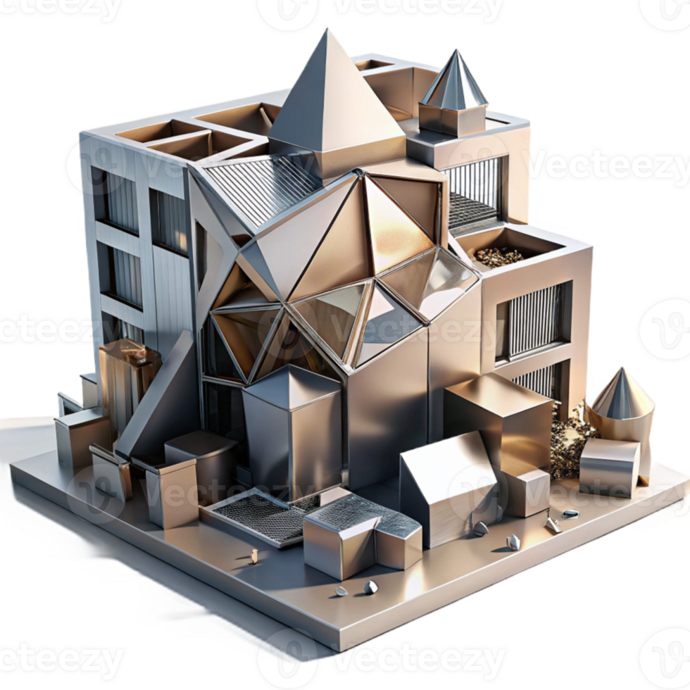 Extraordinary Creative Deconstructivist Building With Fragmented Shapes Metallic Surfaces