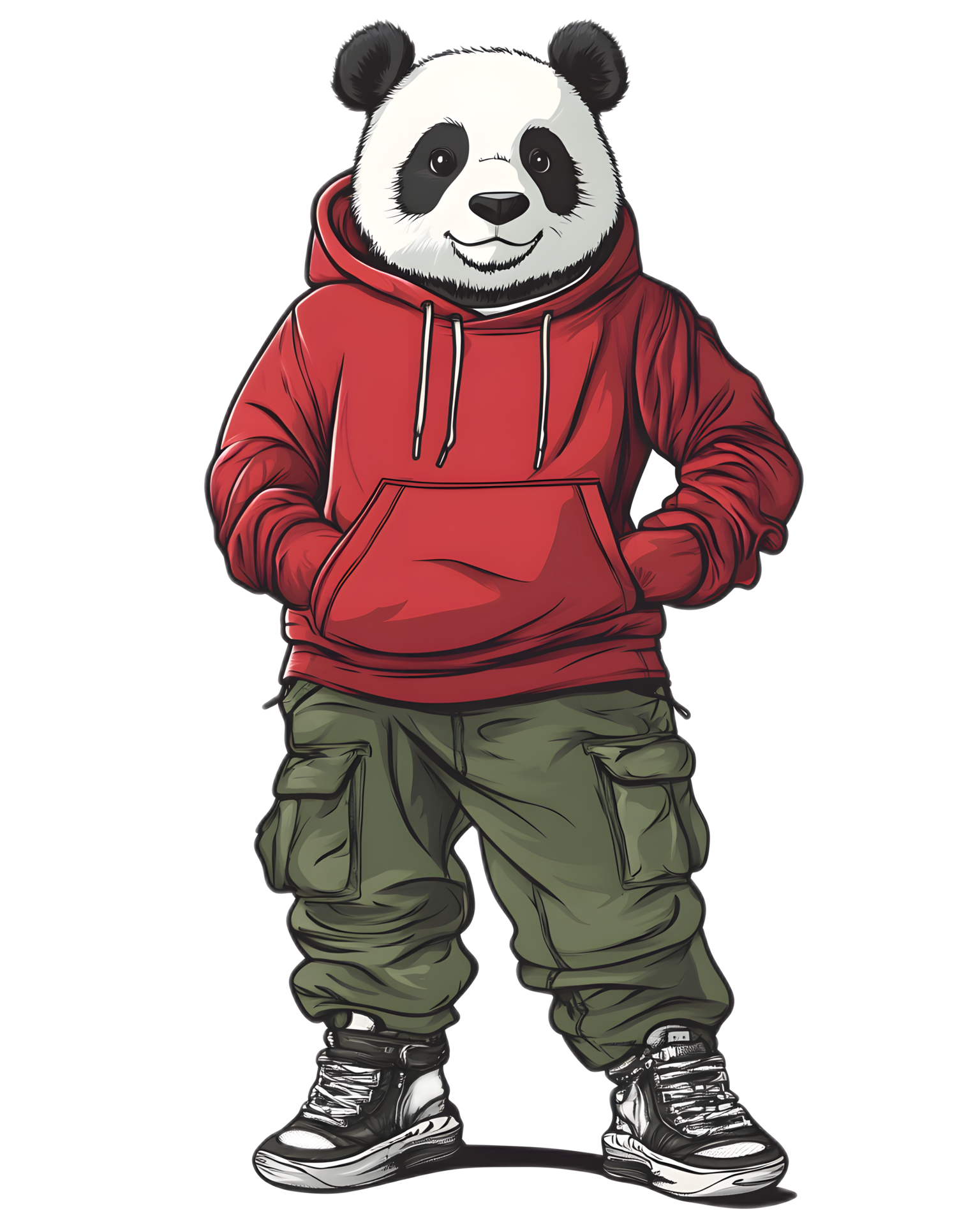 Stylish Panda Character Wearing Hoodie in Urban Setting 58657085 PNG