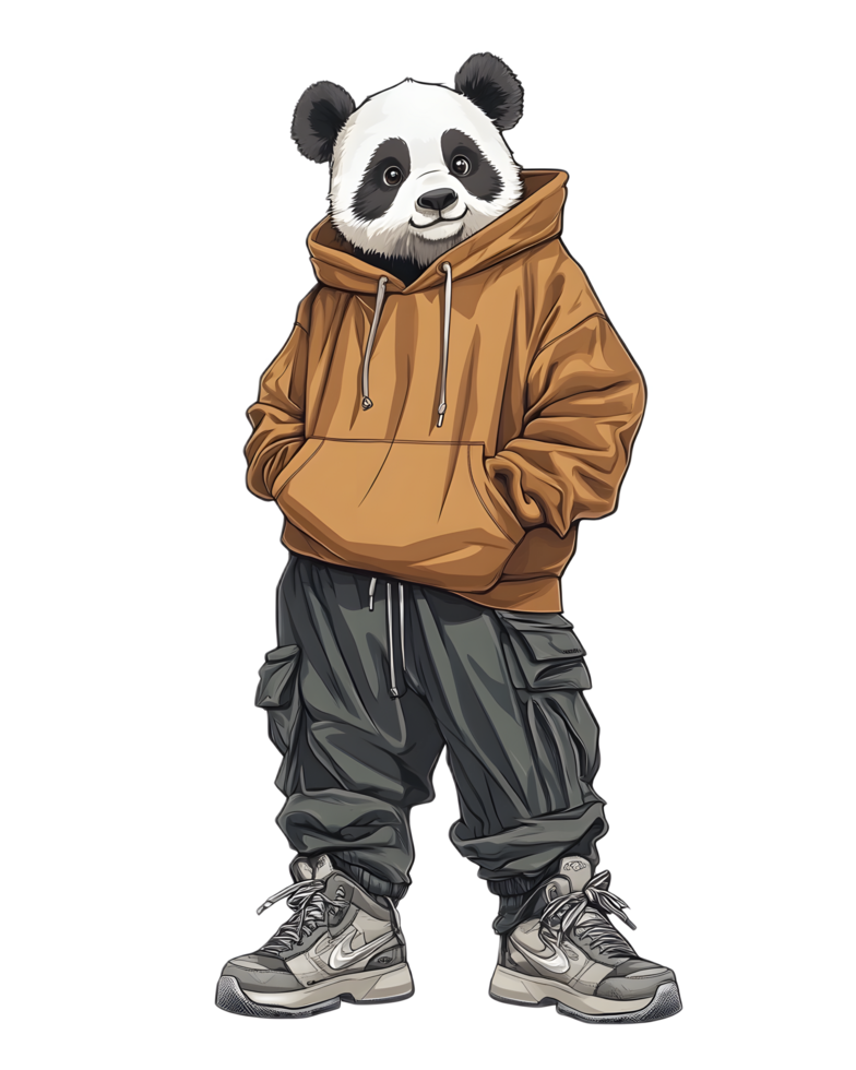 Stylish Panda Character Wearing a Hoodie in an Urban Setting 58657100 PNG