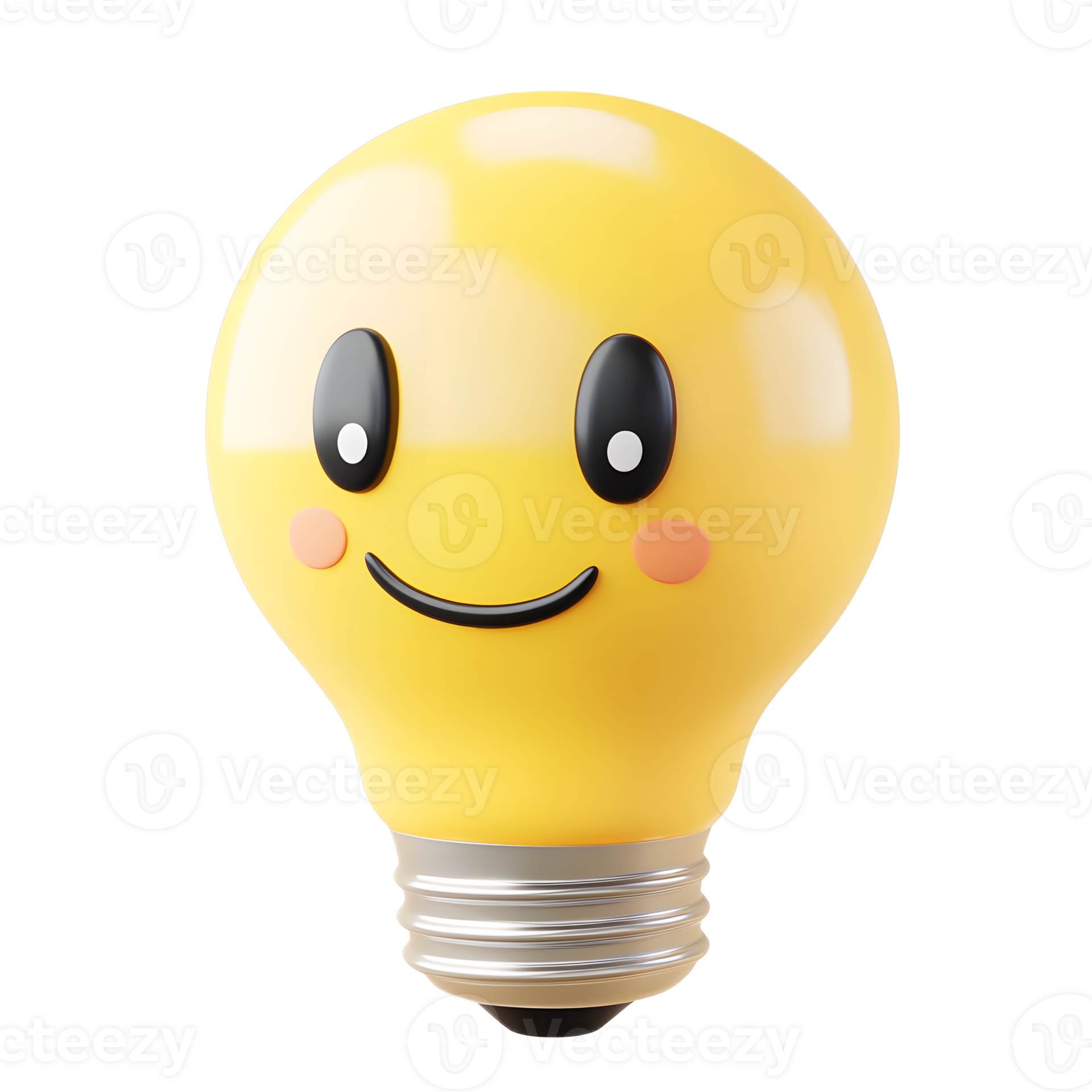 Cheerful Illuminating Light Bulb Emoji Symbol Representing Bright Ideas ...