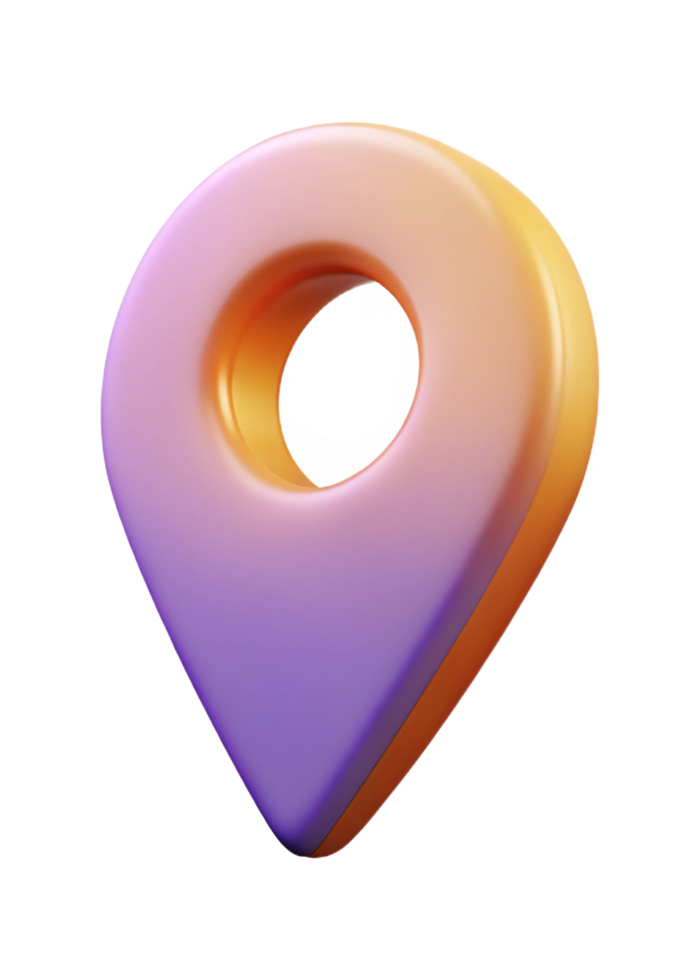 3D Render of a Colorful Gradient Location Pin Icon with a Hole in the ...
