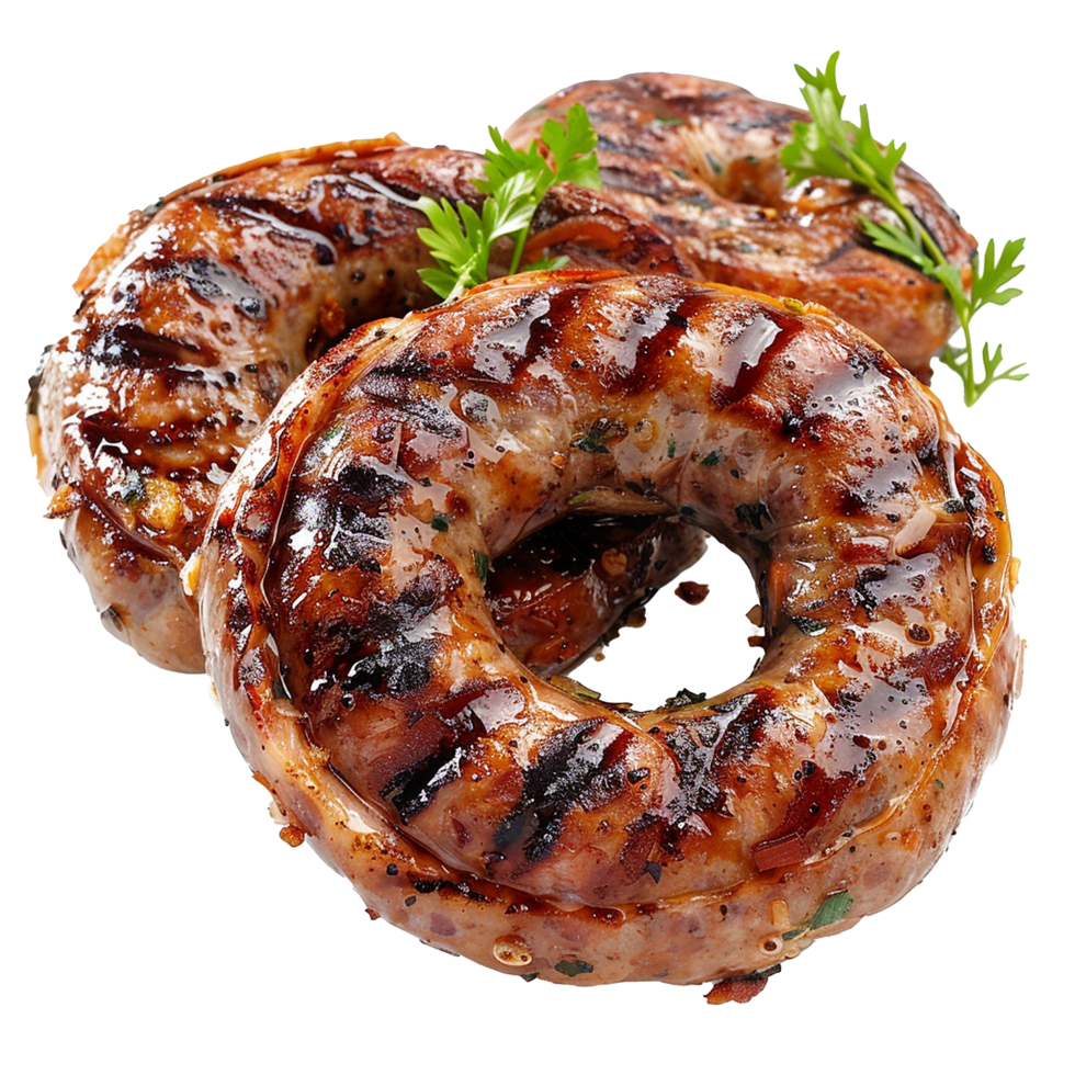 Delicious Grilled Ring Sausages with Parsley Garnish 58668141 PNG